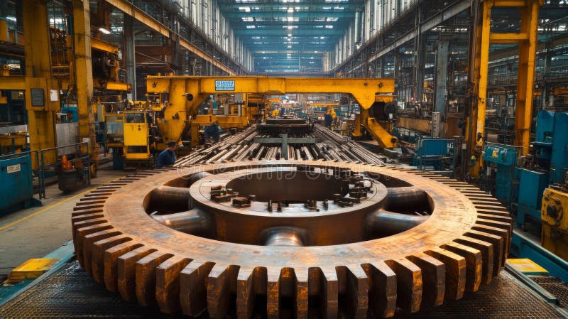 Large Rusty Gear in Industrial Factory Setting Stock Illustration ...