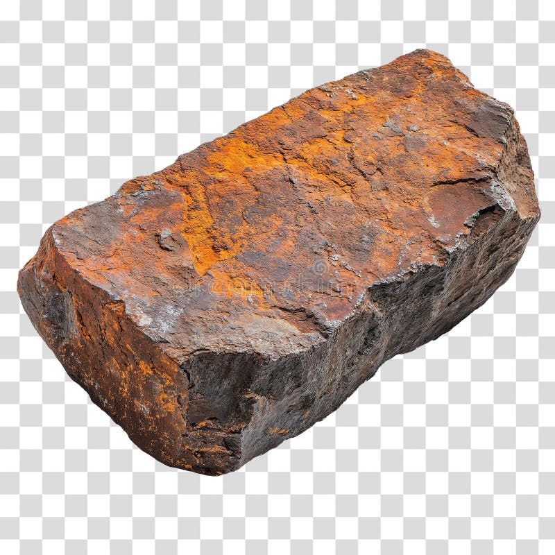 A Large Rusty Iron Ore Rock on a Transparent Background Stock Image ...