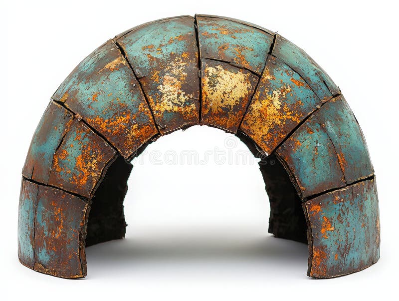 Large Rusty Iron Plated Arch Structure in an Outdoor Environment with ...