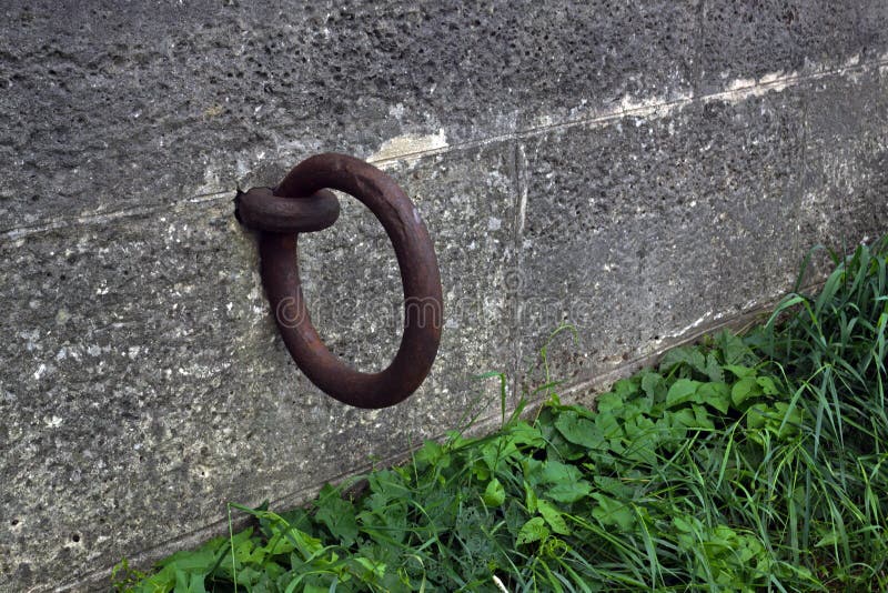 The Large Rusty Metal Ring for Mooring Stock Photo - Image of marine ...