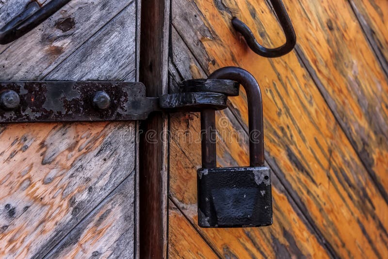 Large, Rusty and Very Old Hanging Lock Stock Image - Image of closeup ...