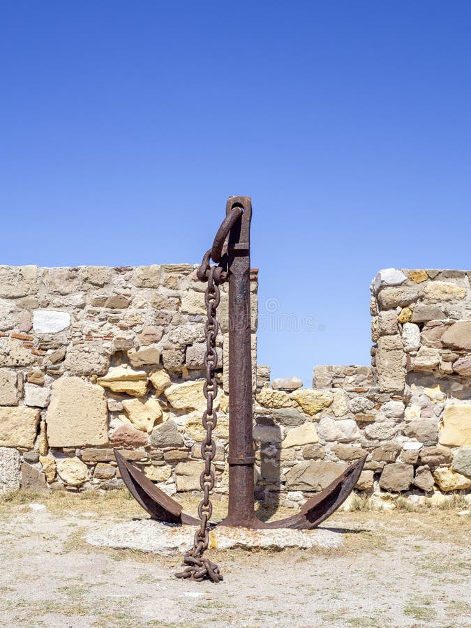 Large rusty ship anchor stock image. Image of maritime - 336111485