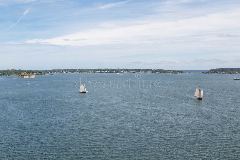 Large Sailboats in Open Harbor Stock Photo - Image of sailboats ...