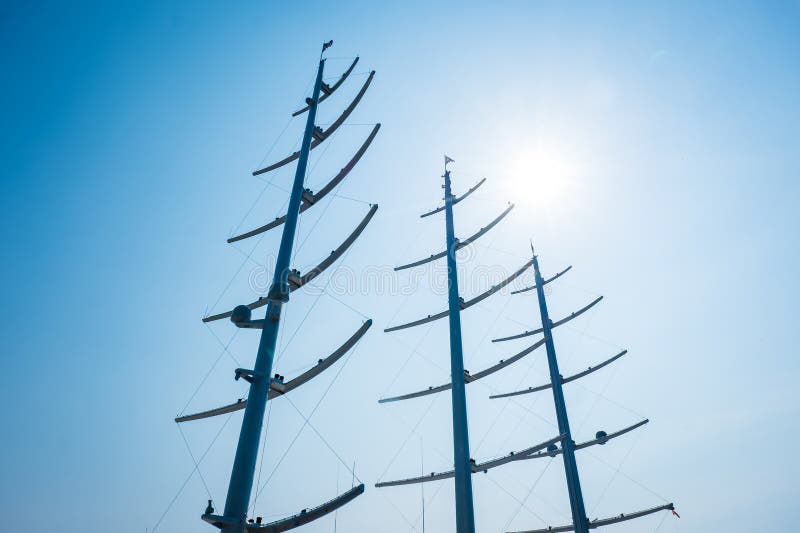 Large sailing yach masts stock image. Image of billionaire - 334356023