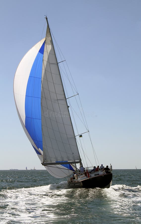 A Large Sailing Yacht Floating on the Water. Back View Stock Image ...