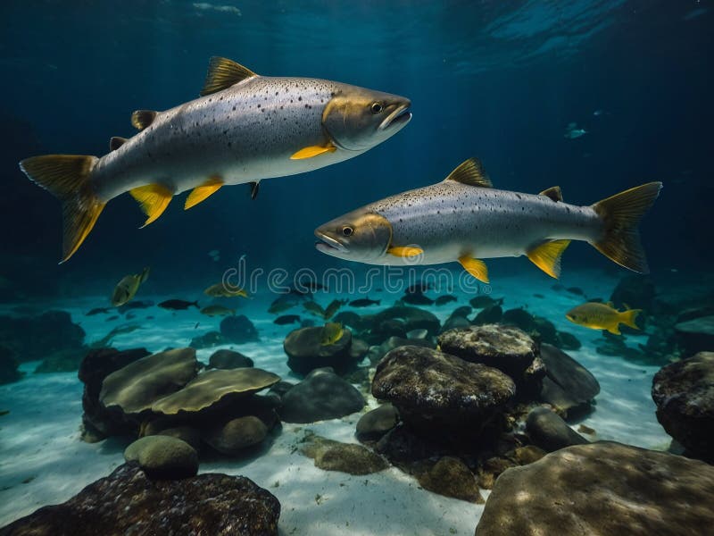 Large Salmon in the River Close-up Stock Illustration - Illustration of ...
