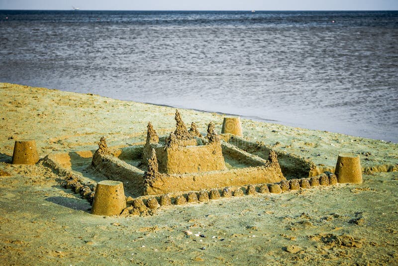 A Large Sand Castle Built by Children S Hands Stock Photo - Image of ...