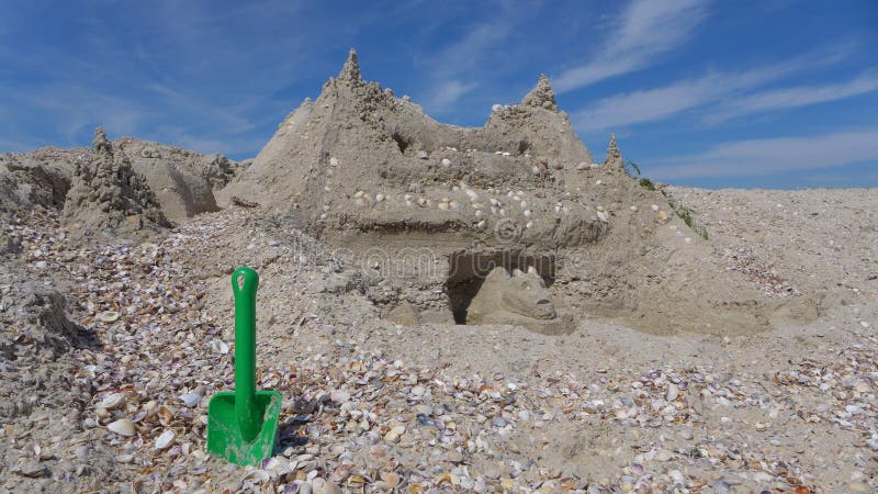 Large Sand Castle with a Sphinx of Sand Stock Photo - Image of outdoor ...