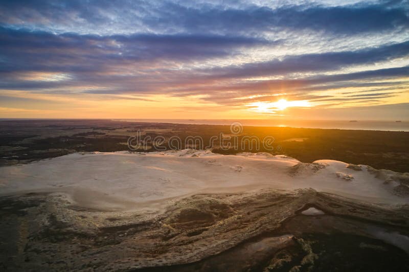 Large sand dune on beach stock image. Image of house - 257583371