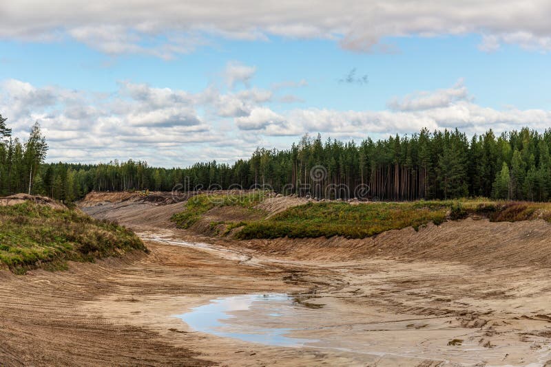 Large sand pit stock image. Image of mineral, landscape - 97993413