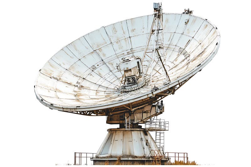 Large Satellite Dish Antenna Isolated on White Background Stock ...