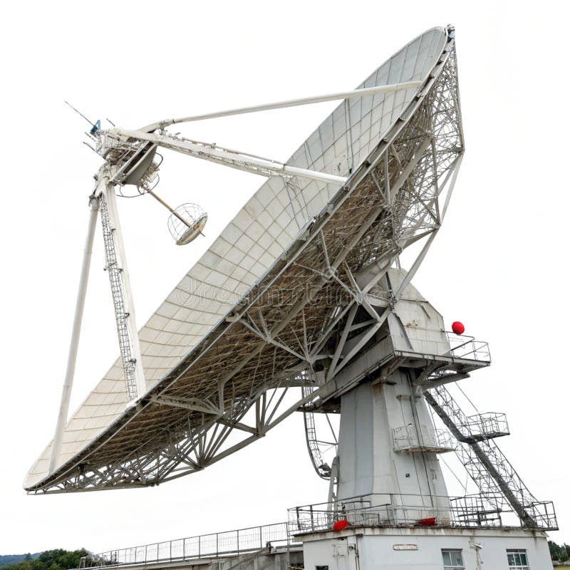 Large Satellite Dish Antenna Isolated on White Background Stock ...