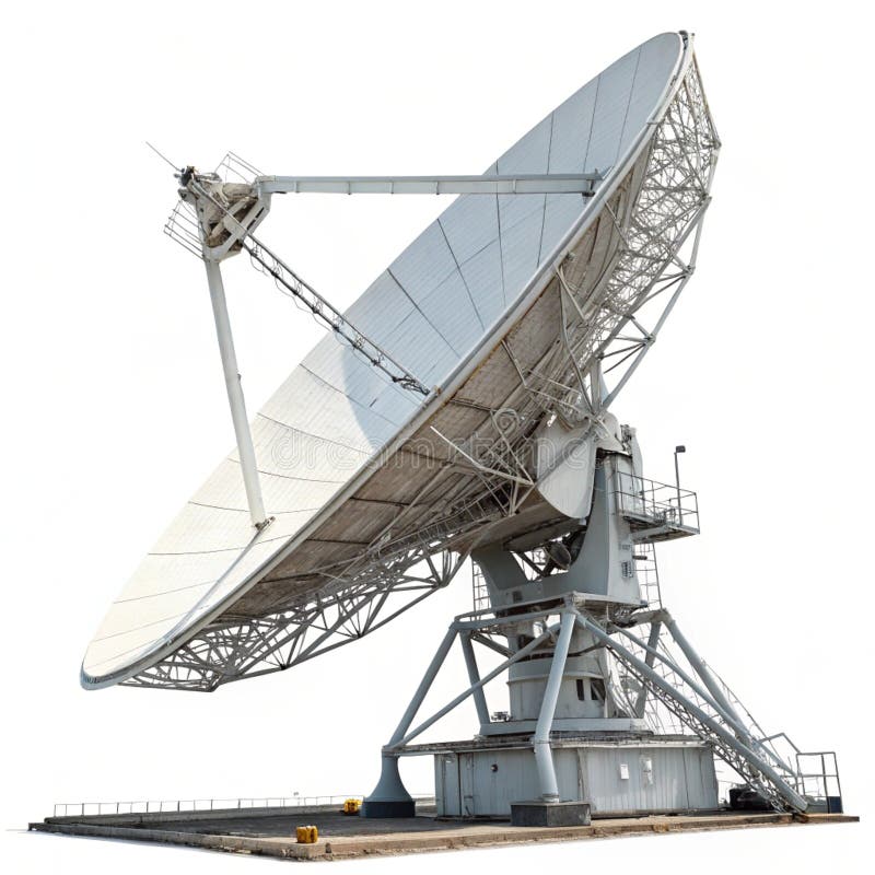Large Satellite Dish Antenna Isolated on White Background Stock ...