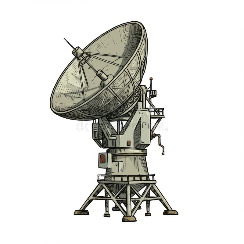 Large Satellite Dish Antenna for Space Communication Stock Illustration ...