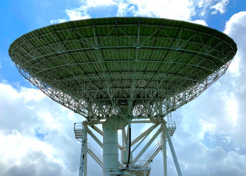 Large Satellite Dish with Cloudy Sky for Telecommunications and ...