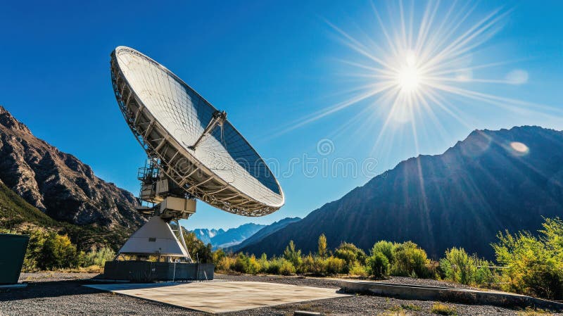 Large Satellite Dish Exploring the Universe from Mountain Valley Stock ...