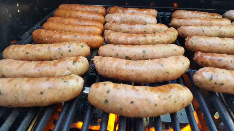 Large Sausages on the Grill Stock Photo - Image of dinner ...