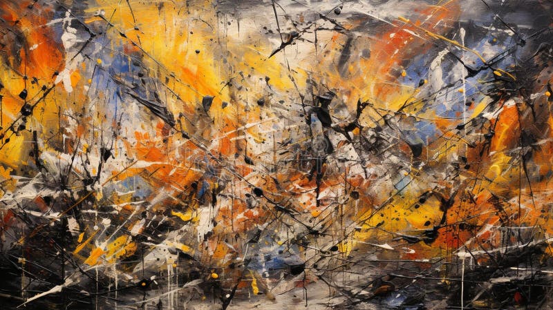 Large-scale Abstract Painting in Bright Hues Stock Illustration ...