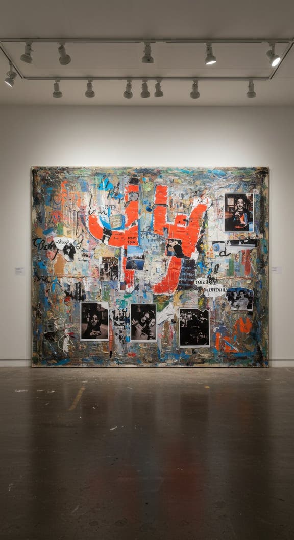 Large Scale Colorful Collage Artwork on Display in Modern Gallery Stock ...