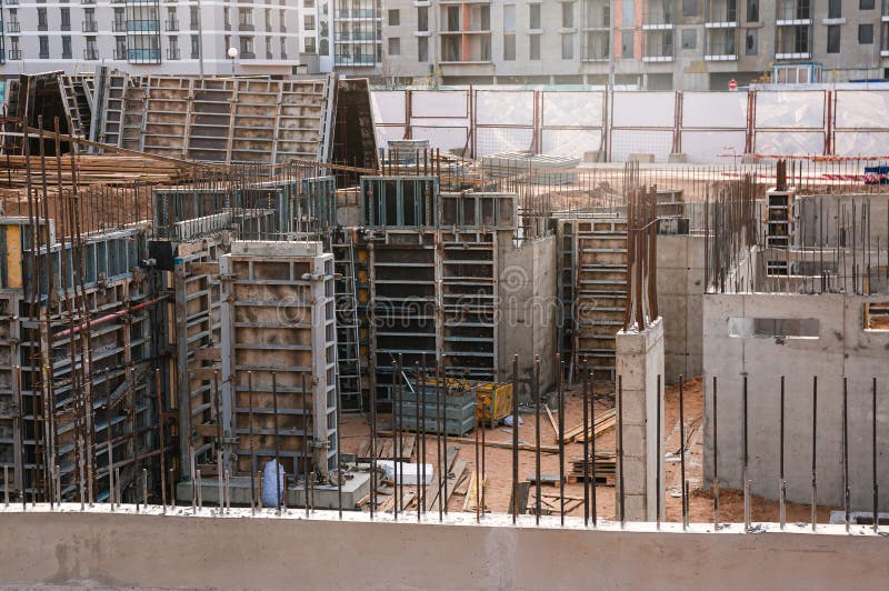 Large Scale Construction Site Featuring the Foundation of What Will Be ...