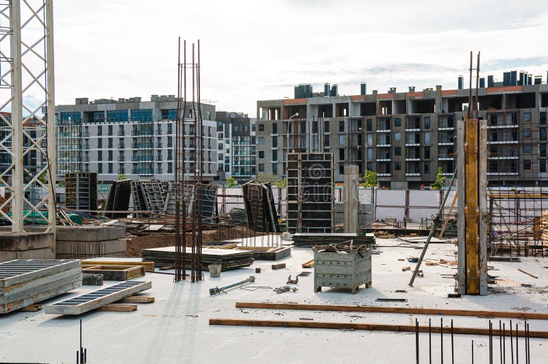 Large Scale Construction Site Featuring the Foundation of What Will Be ...