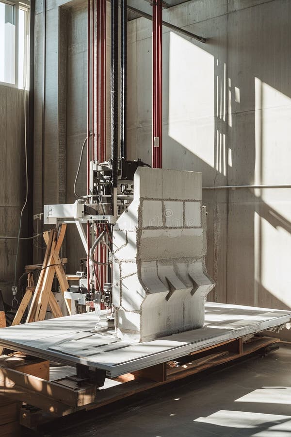 Large-scale 3D Printer Constructing a Concrete Wall at a Construction ...