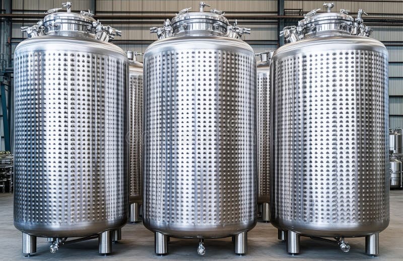 A Large-scale Dairy Factory Featuring Rows of Massive Stainless Steel ...