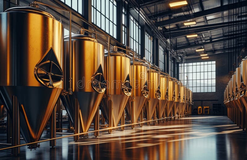 A Large-scale Dairy Processing Facility Features Rows of Sizable ...