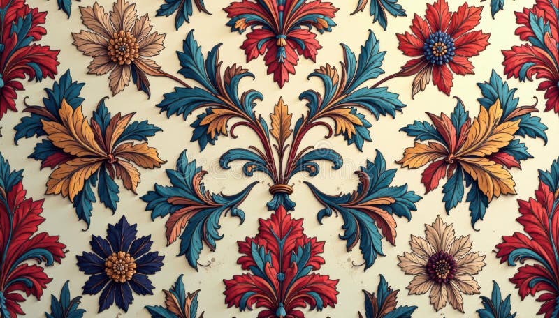 Large Scale Damask Design with Swirling Vines , Scroll, Home, Surface ...