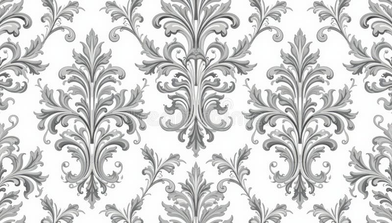 Large Scale Damask Pattern with Bold, Swirling Leaves and Vines in ...
