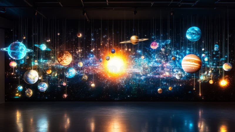 Large-scale Diorama of the Solar System Suspended from the Ceiling in a ...
