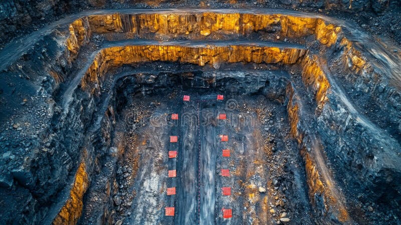 Large Scale Excavation Site Showcasing Multi Level Mining Operations in ...