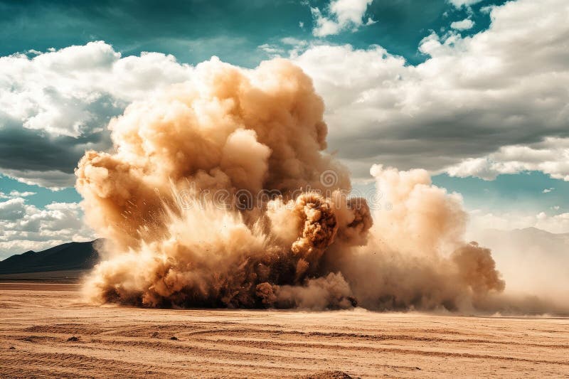 Large Scale Explosion in a Desert Environment. Stock Image - Image of ...