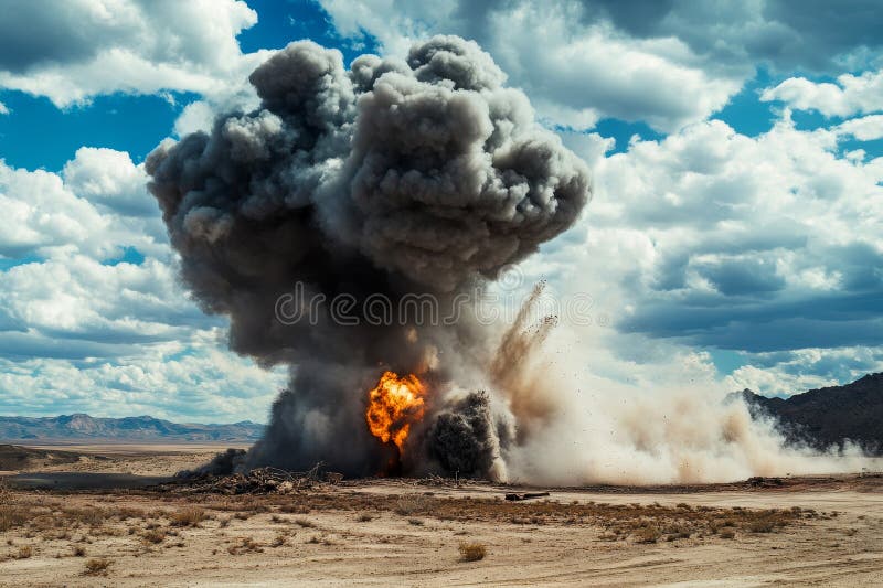 Large Scale Explosion in a Desert Environment. Stock Image - Image of ...