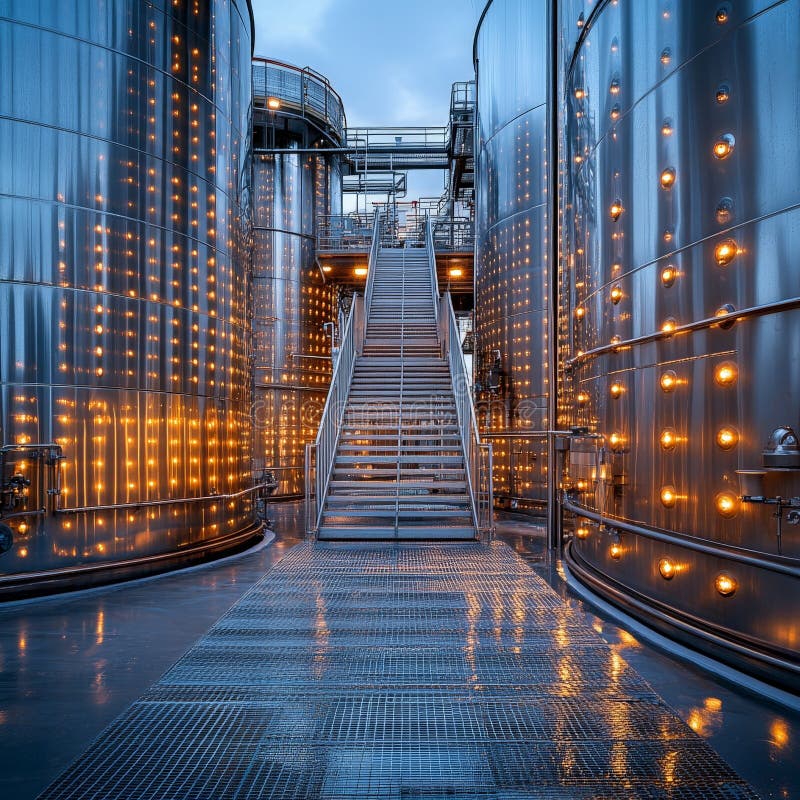 Industrial Oil Refinery with Large Storage Tanks and Flare Stack on a ...