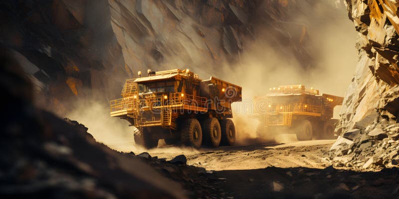 Large-scale Iron Ore Mining Operation Using Heavy Machinery in a Quarry ...