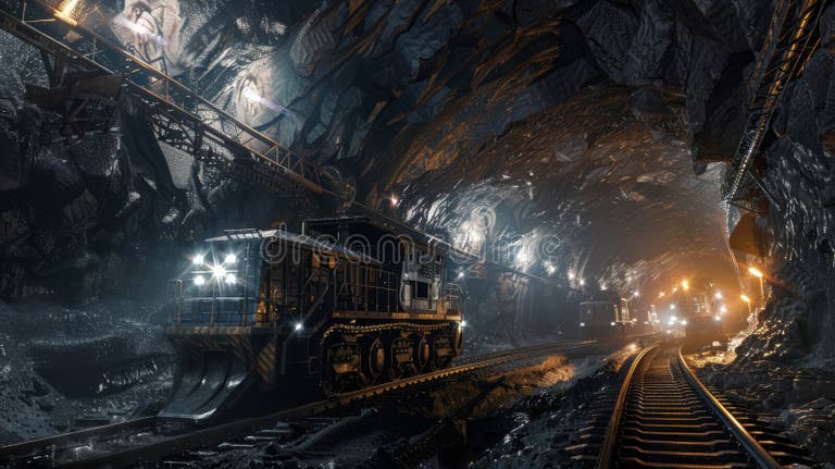 Large-scale Mining Concept with Excavation Machinery and Workers at an ...