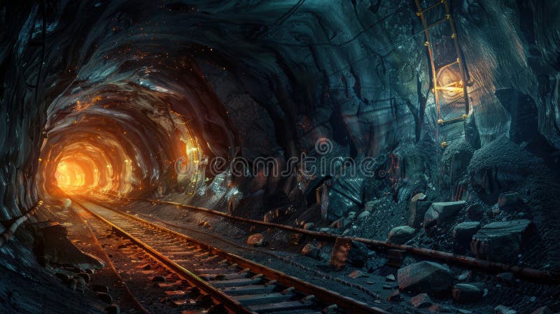 Large-scale Mining Concept with Excavation Machinery and Workers at an ...