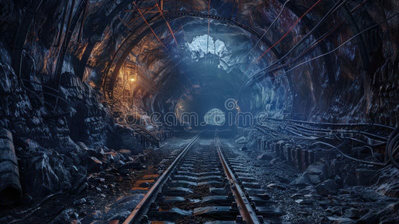 Large-scale Mining Concept with Excavation Machinery and Workers at an ...