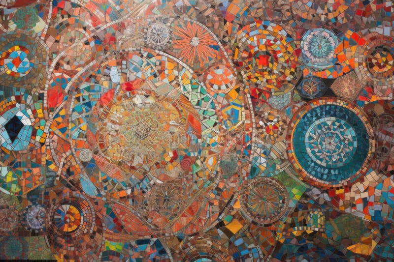 Large-scale Mosaic of Intricate Patterns and Vibrant Colors Stock ...