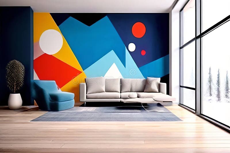 Large Scale Mural Statement Mural with a Minimalist Design or Ab Stock ...