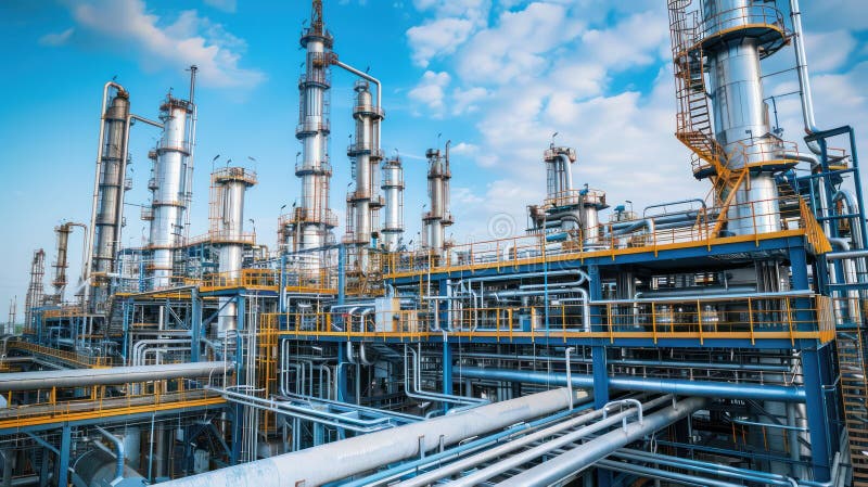 Large-scale Oil Processing Plant Stock Illustration - Illustration of ...