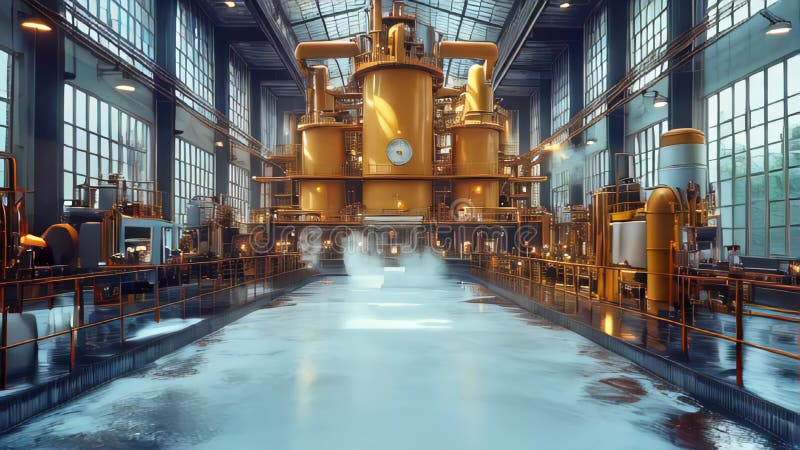 A Large-scale Paper Mill with Complex Machinery and Steaming Vats ...