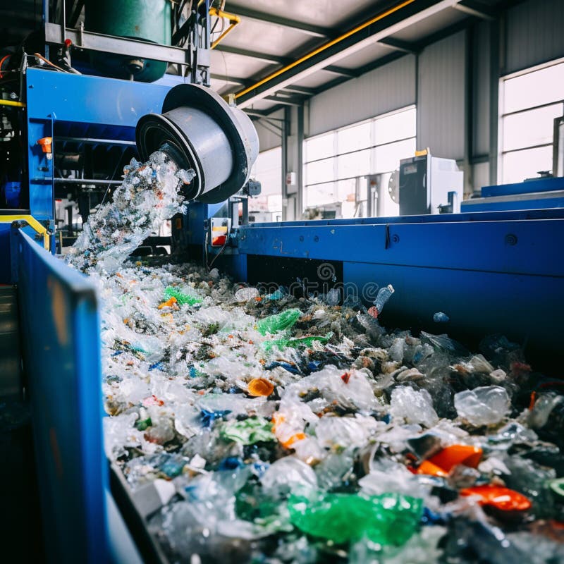 Large-Scale Plastic Processing Machinery in a Waste Management Facility ...