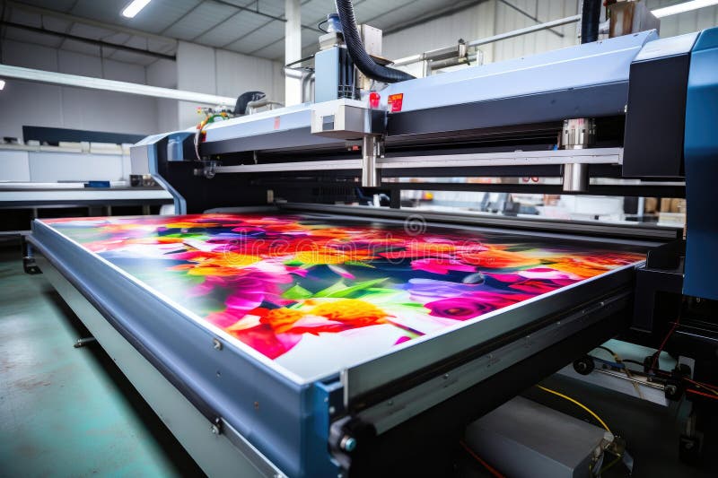 Large-Scale Printing Machine during Operation. Stock Illustration ...