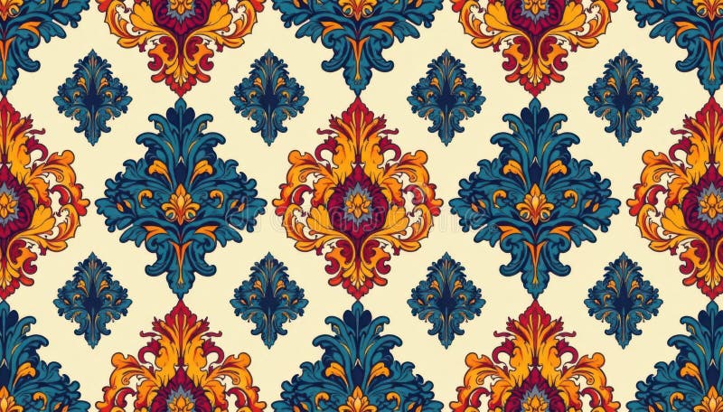 Large Scale Repeating Damask Pattern with Bold Swirls and Arabesques ...