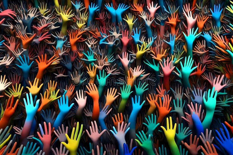 Large-scale Repetition Multi-colored Synergy of Hands Stock ...