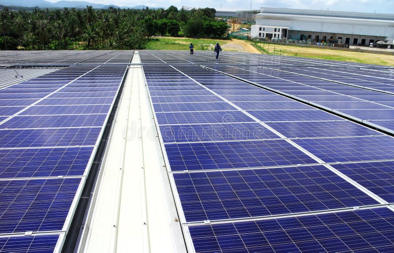 Large Scale Rooftop Solar PV System Stock Image - Image of energy ...