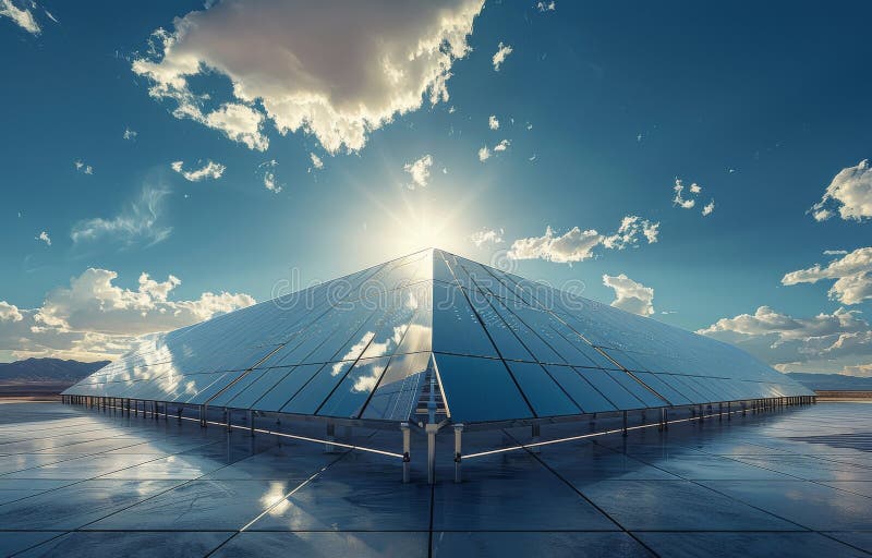 A Large Scale Solar Power Array Reflecting Blue Skies in a Desert ...