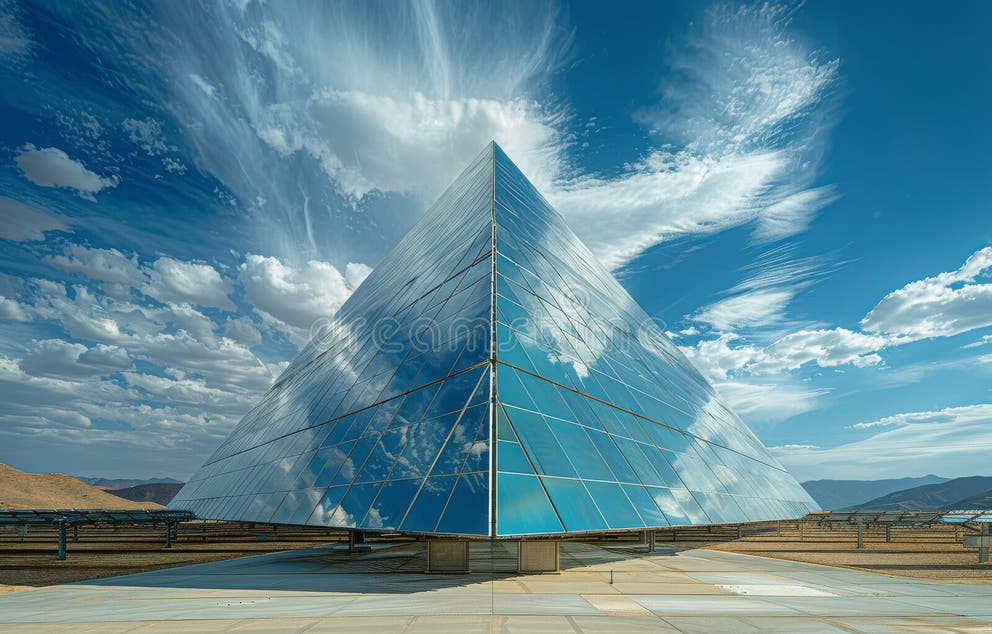 A Large Scale Solar Power Array Reflecting Blue Skies in a Desert ...